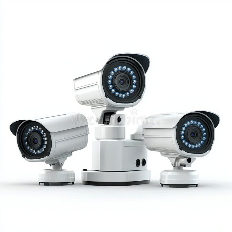 Modern Security Cameras System White CCTV Surveillance Dome Lens Home ...