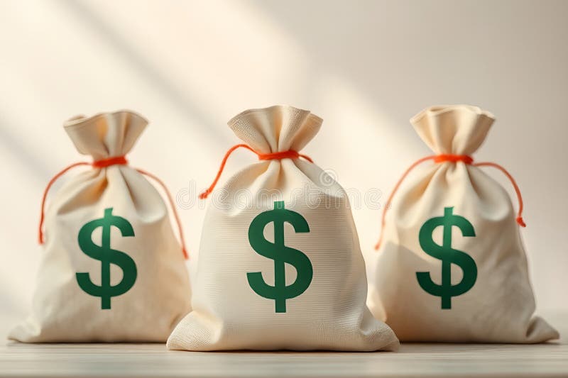 Three Money Bags with Green Dollar Sign Stock Illustration ...