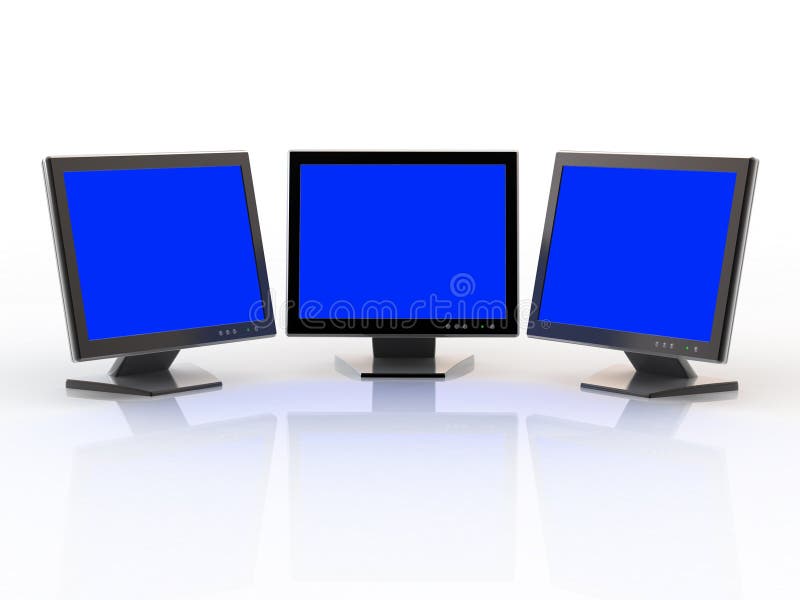 Three monitors. stock illustration. Illustration of black - 13108956