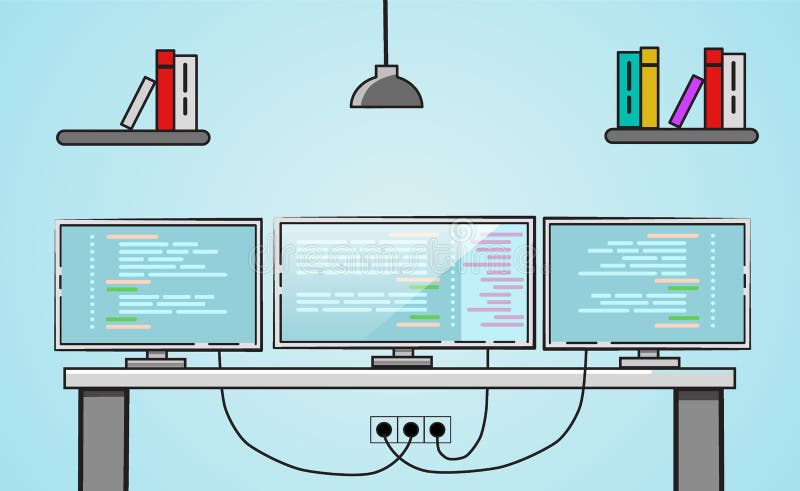 Two Desktop Monitors Full Hd Aspect Ratio 16 9. Multiple Screen ...