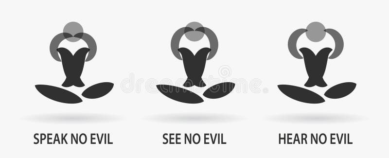 Three Monkey. Speak No Evil, See No Evil, Hear No Evil. Emoji Icon Set ...