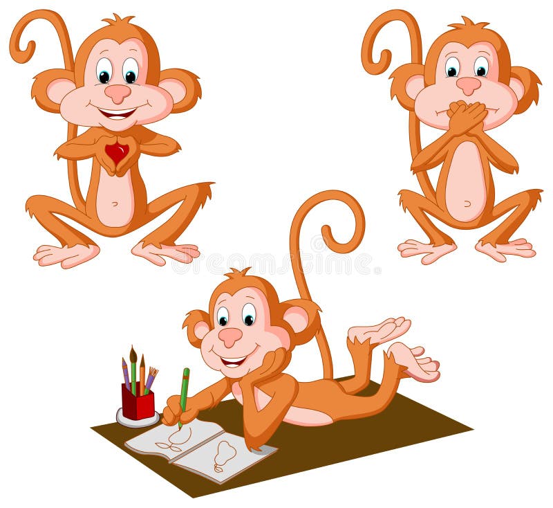 Three Monkeys stock illustration. Illustration of little - 28756930