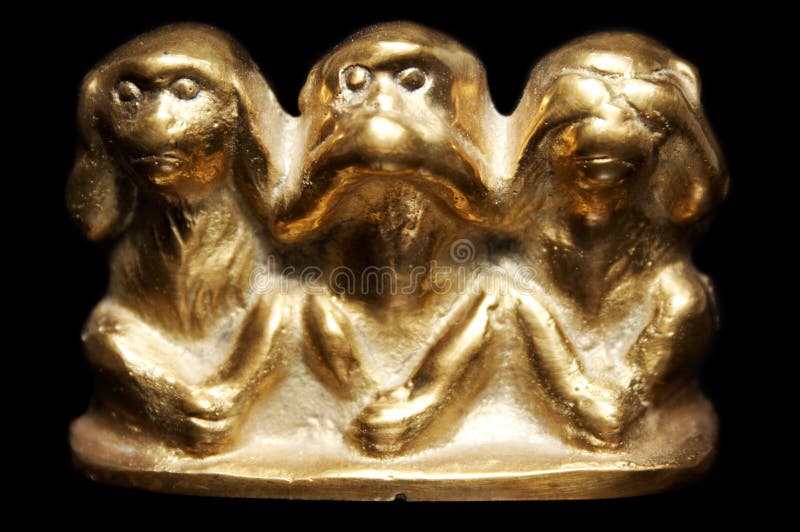 Three monkeys figurine stock photo. Image of brass, intelligence - 3659246
