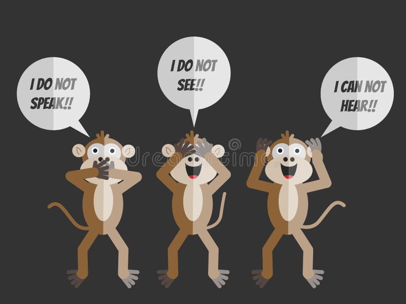 Monkeys See Hear Speak No Evil Cartoon Characters Stock Vector ...