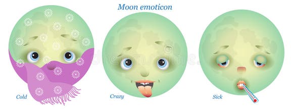 Three Moon Emoticons with Human Expressions Stock Vector - Illustration ...