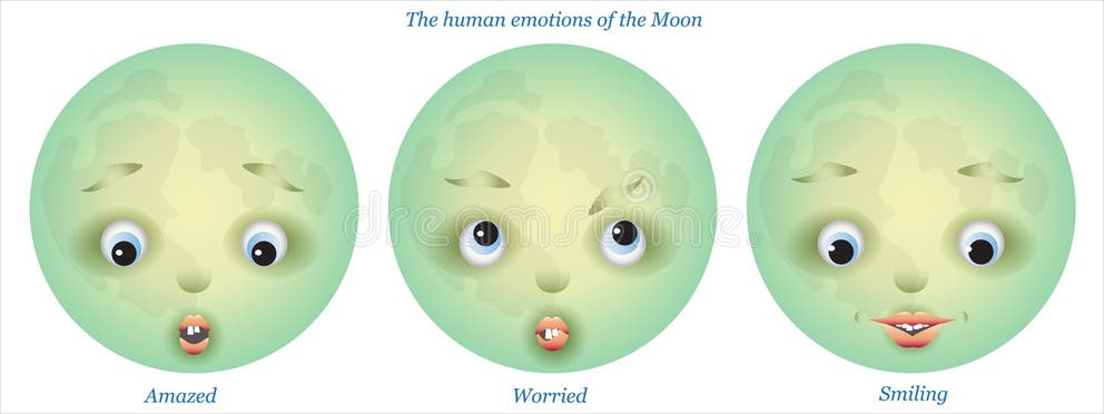 Three moon face emoticons stock vector. Illustration of love - 281925919
