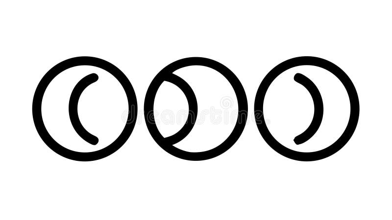 Three Moon Phases, Lunar Cycle and Astronomy Icon, Vector Design ...