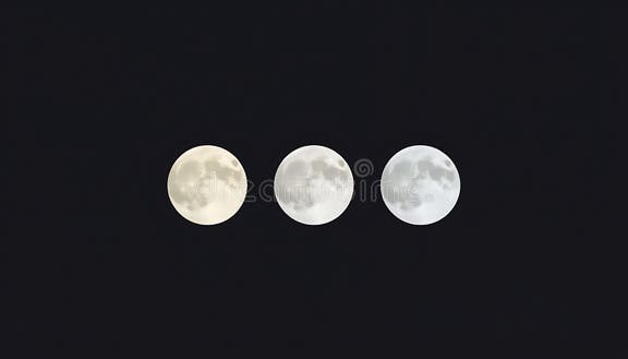 Three Moons Night Sky, Lunar Scene, Celestial Alignment View Generative ...