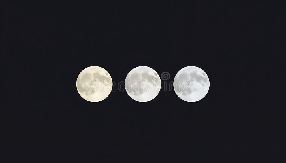 Three Moons Night Sky, Lunar Scene, Celestial Alignment View Generative ...
