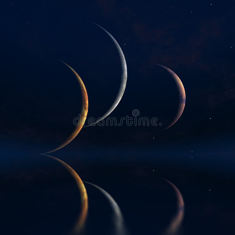The Three Moons on paper stock illustration. Illustration of creative ...