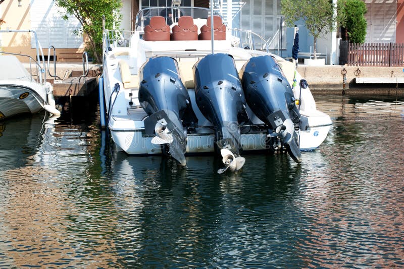 Three motors for boat stock photo. Image of harbour, adventure - 61563972