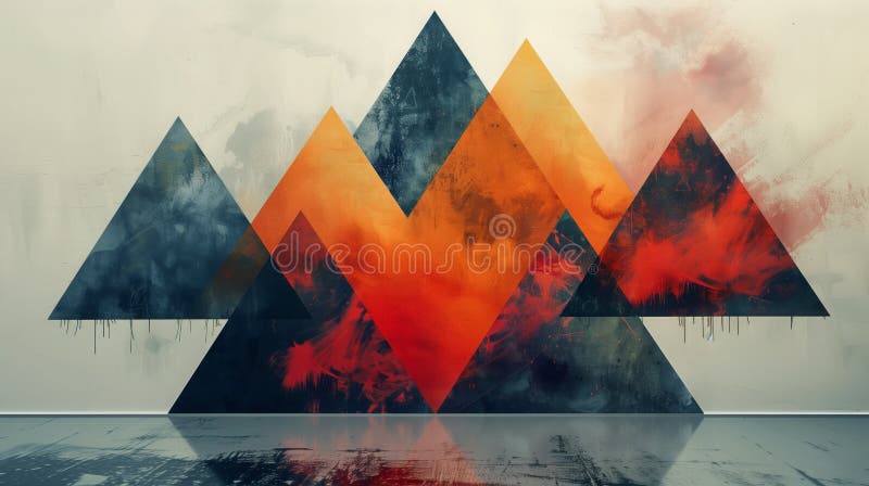 Three Mountains with Red and Blue Smoke Rising Stock Photo - Image of ...