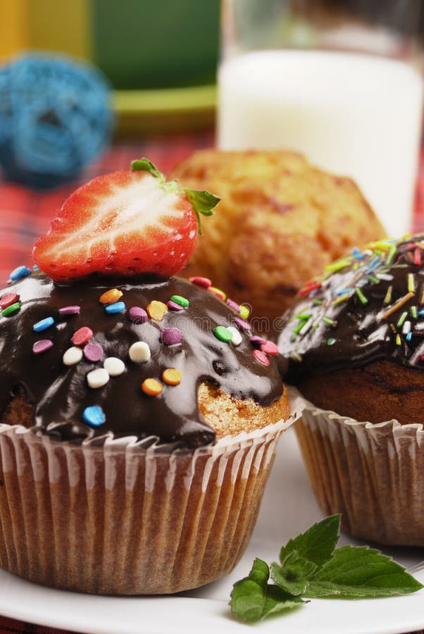 Three muffins stock image. Image of tasty, plate, colorful - 26637121