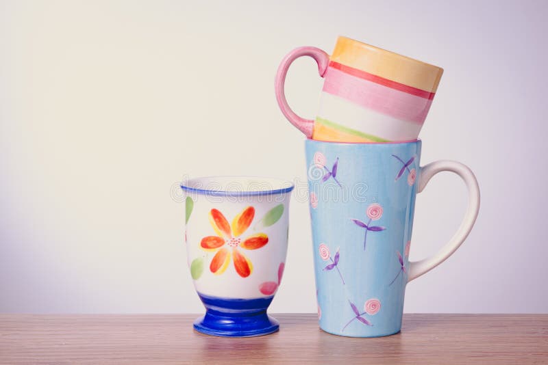 Three of mug stock image. Image of colorful, drink, empty - 60651875