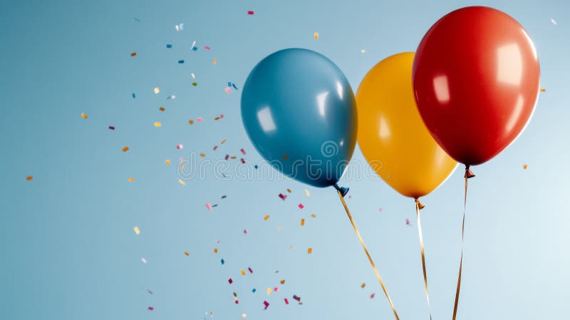 Three Multi-colored Balloons - Red, Blue and Yellow Stock Photo - Image ...