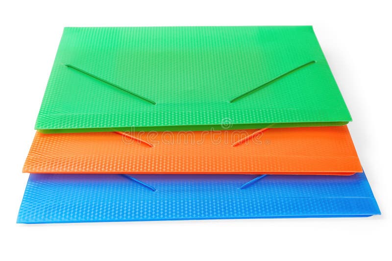 Three Multi-colored Folders Isolated with Clipping Path Stock Photo ...