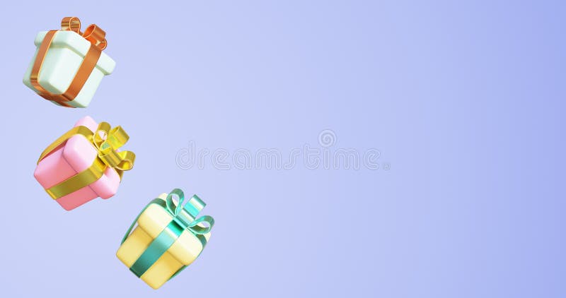 Three Multi-colored Gift Boxes with Bows. Shopping Sale Stock ...