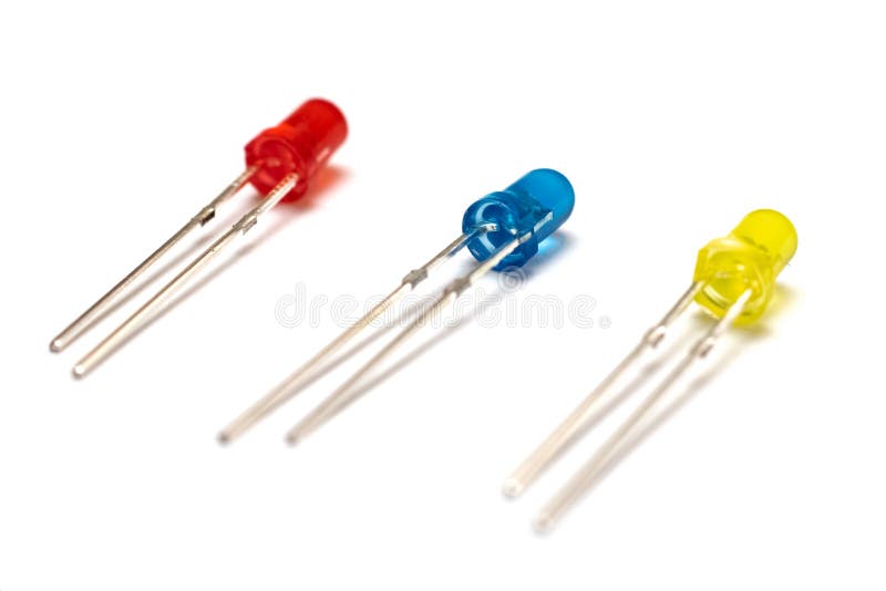Three Multicolored LEDs Isolated on White Background Stock Image ...