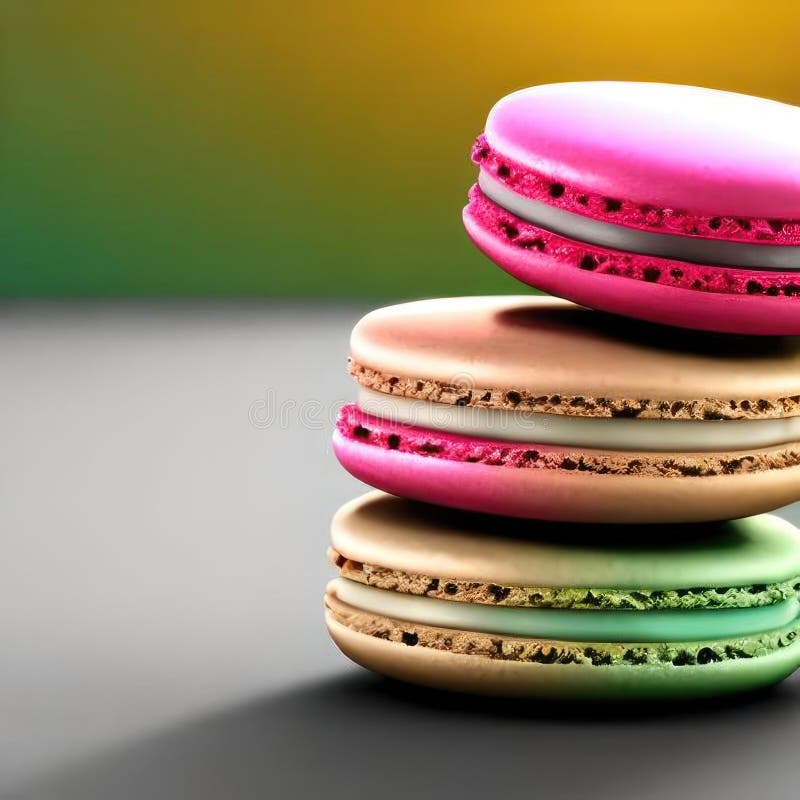 Three Multi-colored Macaroons. AI Generative Stock Image - Image of ...