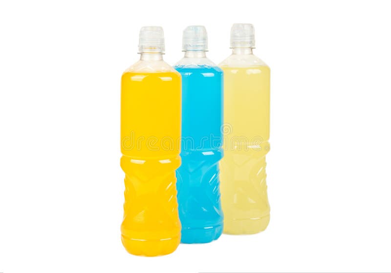 Three Multi-colored Plastic Bottles with Isotonic Stock Image - Image ...