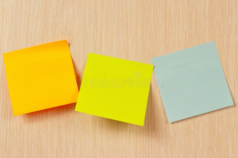 Three Multi-colored Sticker on Wooden Board Stock Image - Image of card ...