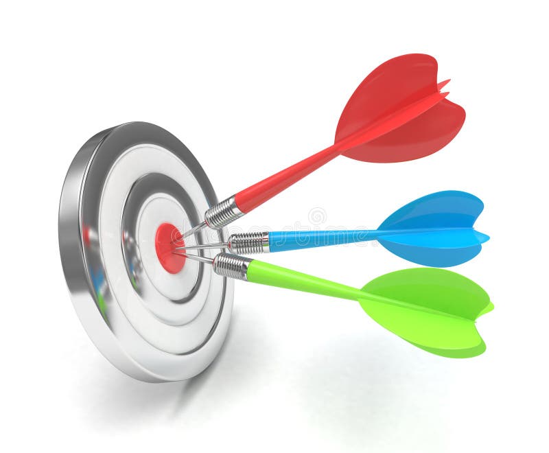 Three Multicolor Arrows Darts in Center Stock Illustration ...