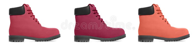 Three Multicolored Boot. Side View Stock Image - Image of shoe ...