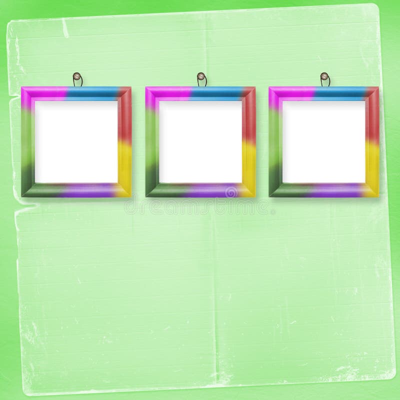 Three Frames for Photos on the Floral Background Stock Illustration ...