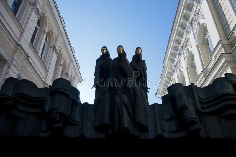 Three Muses Sculpture in Vilnius, Lithuania Stock Image - Image of ...