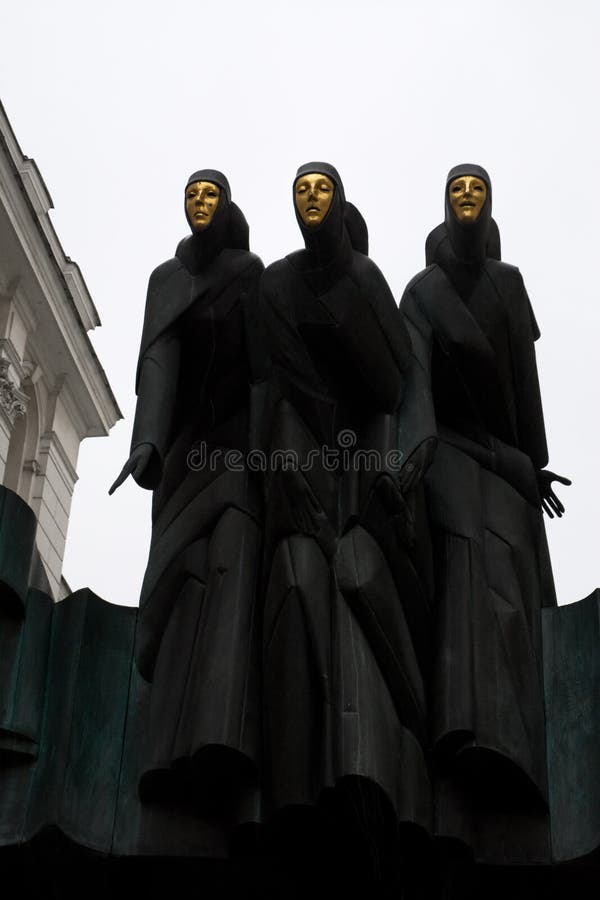 Three Muses Sculpture in Vilnius, Lithuania Stock Image - Image of ...