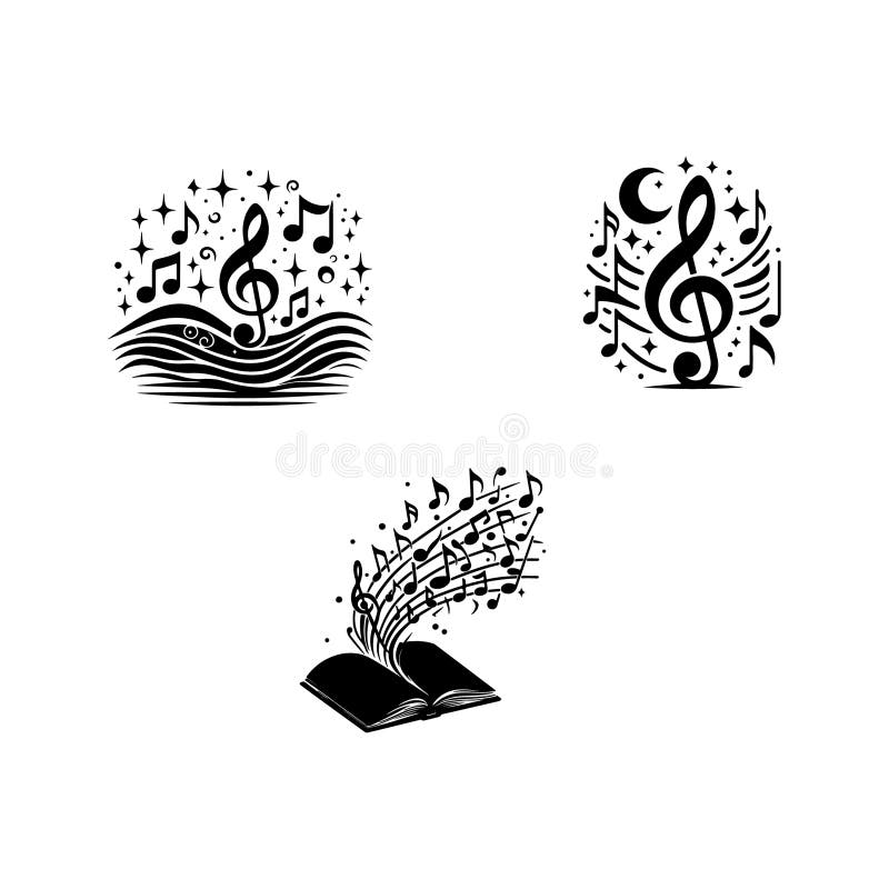 Three music icons stock illustration. Illustration of concept - 359435231