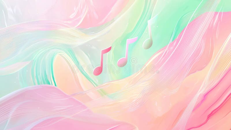 Three Music Notes are Floating on a Colorful Pastel Abstract Background ...
