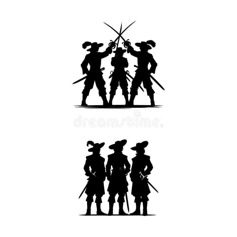 The three musketeers stock vector. Illustration of musketeers - 366638055