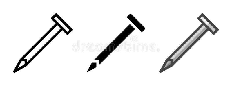 Multipurpose Nail Vector Icon in Outline, Glyph, Filled Outline Style ...