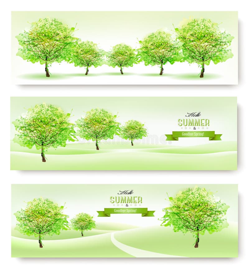 Three Nature Summer Banners. Stock Vector - Illustration of summer ...