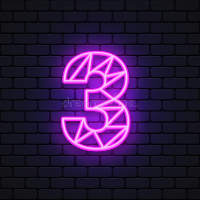 Three Neon Number in Retro Style on Light Background. Vector ...