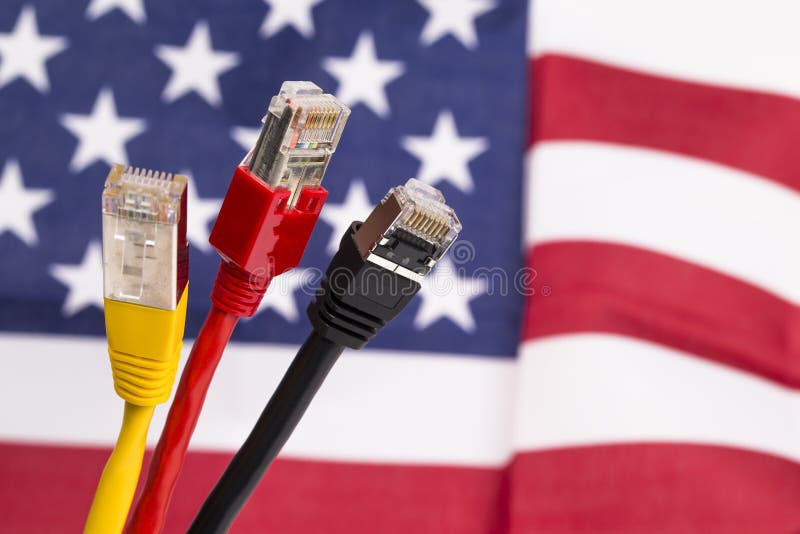 Three network cable stock image. Image of yellow, plug - 42687645