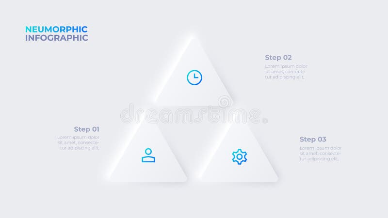 Three Neumorphic Triangles. Concept of 3 Options of Business ...