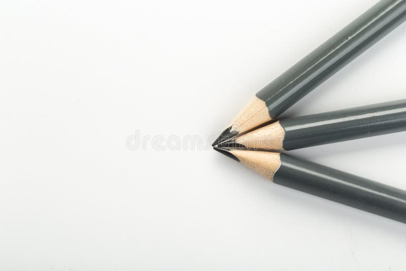 Three New Gray Triangular Pencil Isolated Stock Photo - Image of lead ...