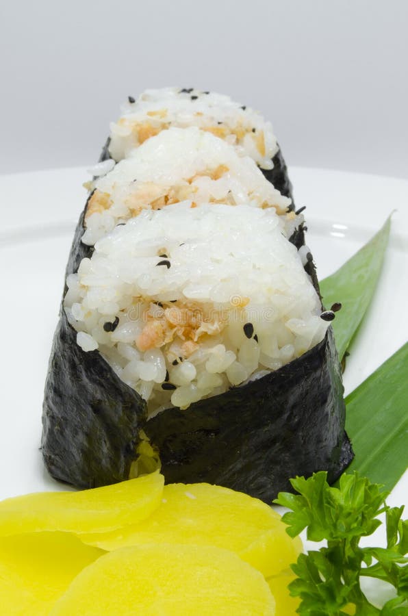 Three Nigiri Sushi Vertical Stock Image - Image of vertical, salmon ...