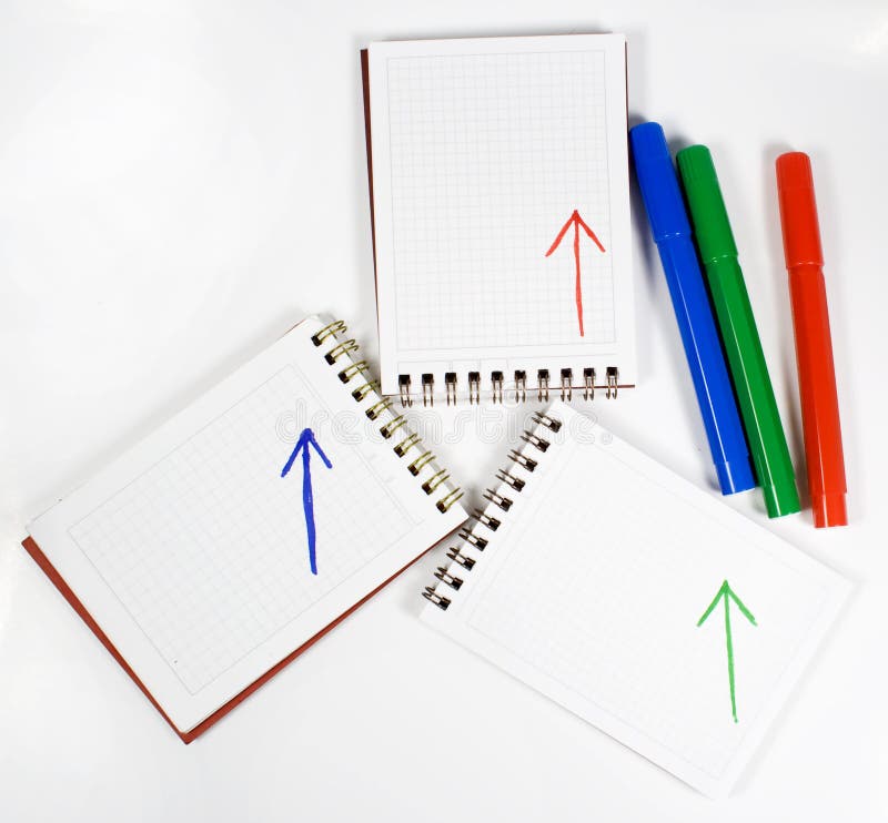 Three notebooks stock photo. Image of white, crayons, empty - 7991586