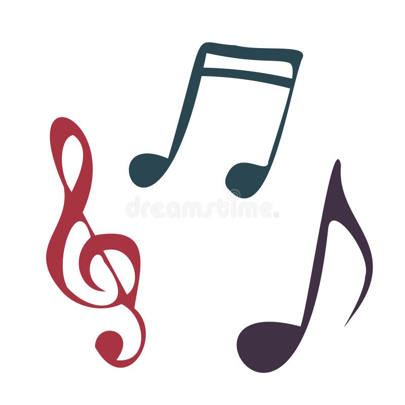 Three Notes Multicolored Musical Symbols Isolated Vector Stock Vector ...