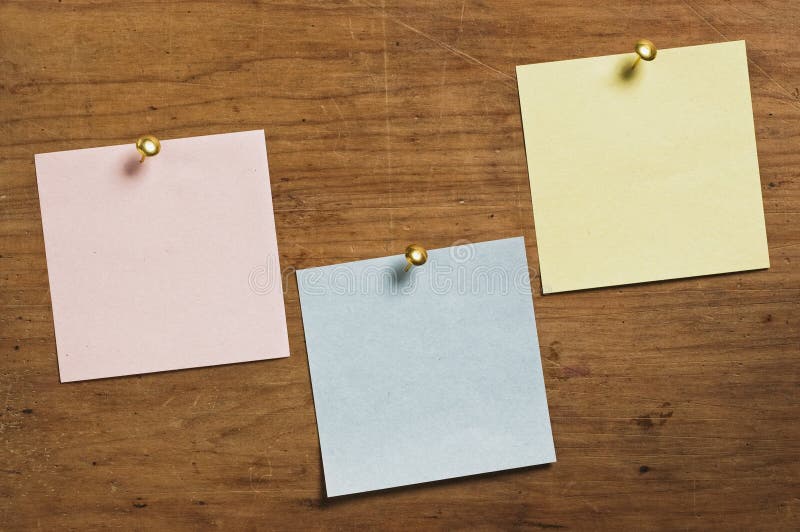 Three Notes with Tack. stock photo. Image of bulletin - 5857554