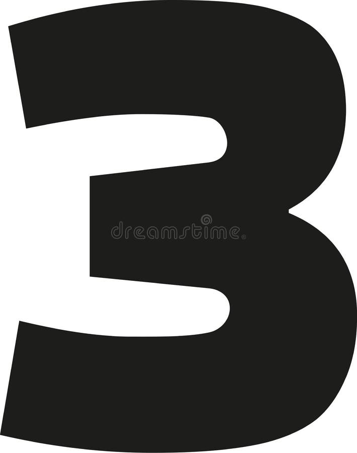 Three number digits 3 stock vector. Illustration of numeric - 107182682