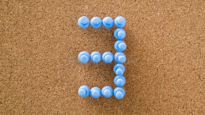 Three, Number Made by Pastel Blue Pushpin on Cork Board Texture Stock ...