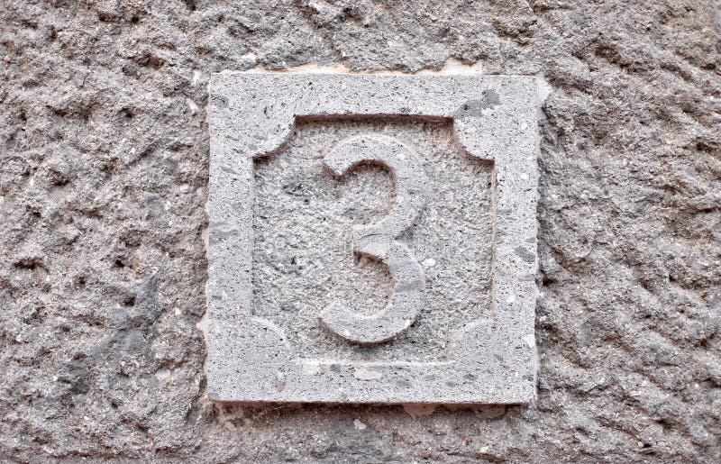 Number 3 / Three Carved in Stone. Stock Image - Image of cipher, magic ...