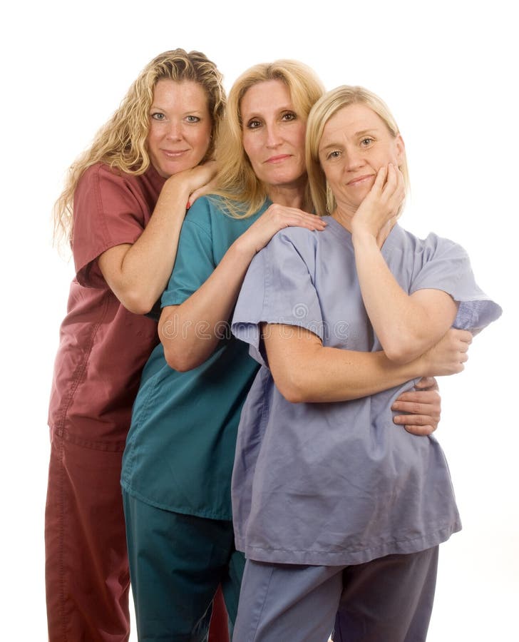 Three Nurses Medical Females with Happy Expression Stock Photo - Image ...