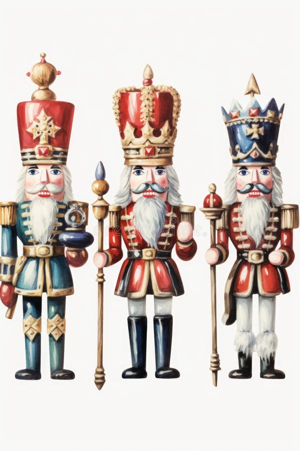 Three Nutcrackers Standing Together in a Group. Perfect for Holiday ...