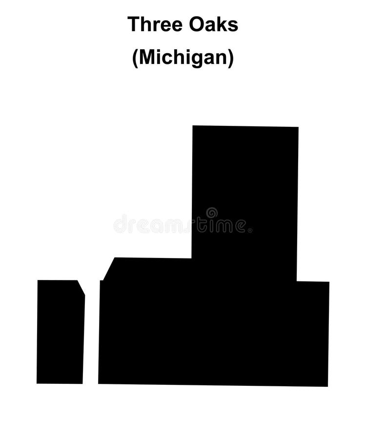 Three Oaks outline map stock vector. Illustration of territory - 387417589