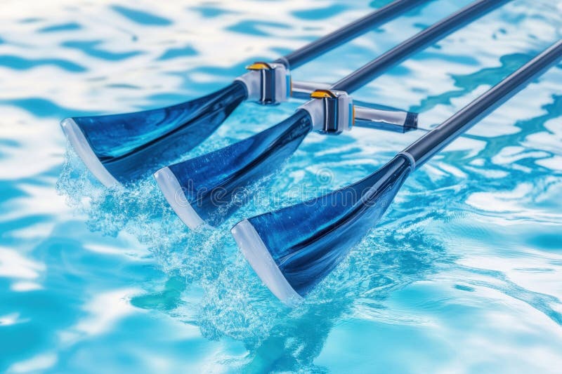 Rowing Oars Creating Ripples in Clear Blue Water during an Afternoon ...
